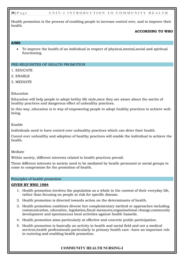 INTRODUCTION TO COMMUNITY HEALTH | PDF