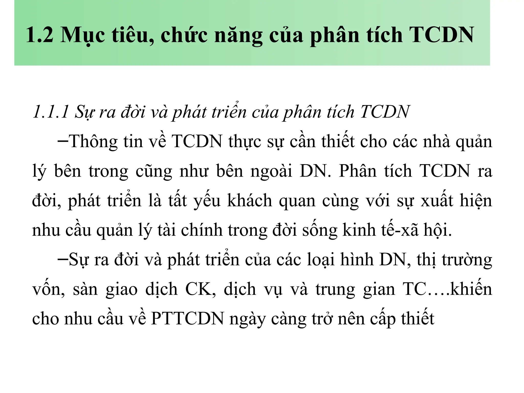 Chương 1. Tổng quan về phân tích TCDN.pptcx | PPTX