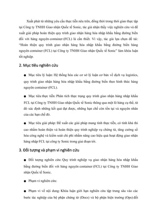 Hoàn Thiện Quy Trình Giao Nhận Hàng Nhập Khẩu FCL | DOCX