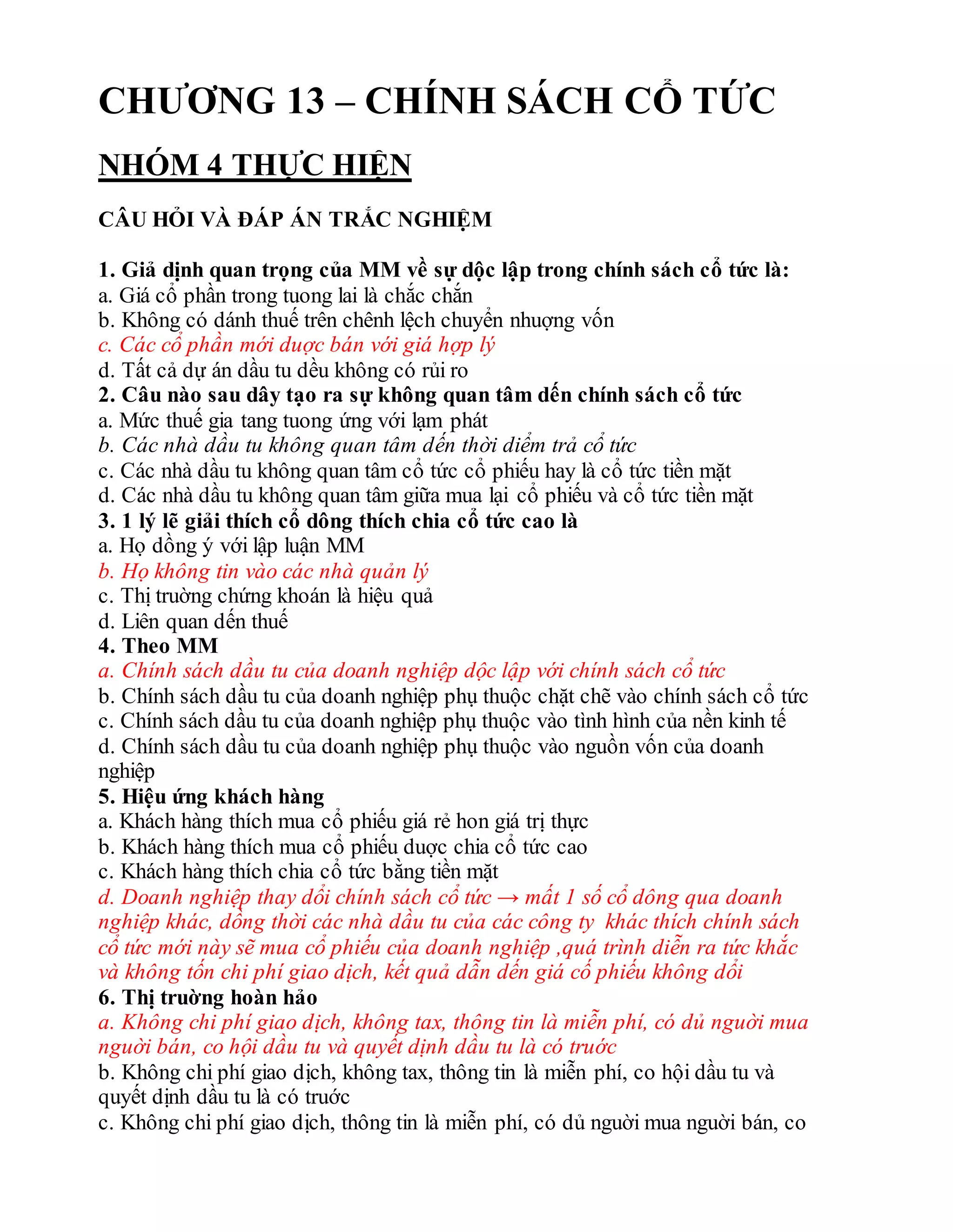 Chương 13 chính sách cổ tức gửi cô - | DOCX