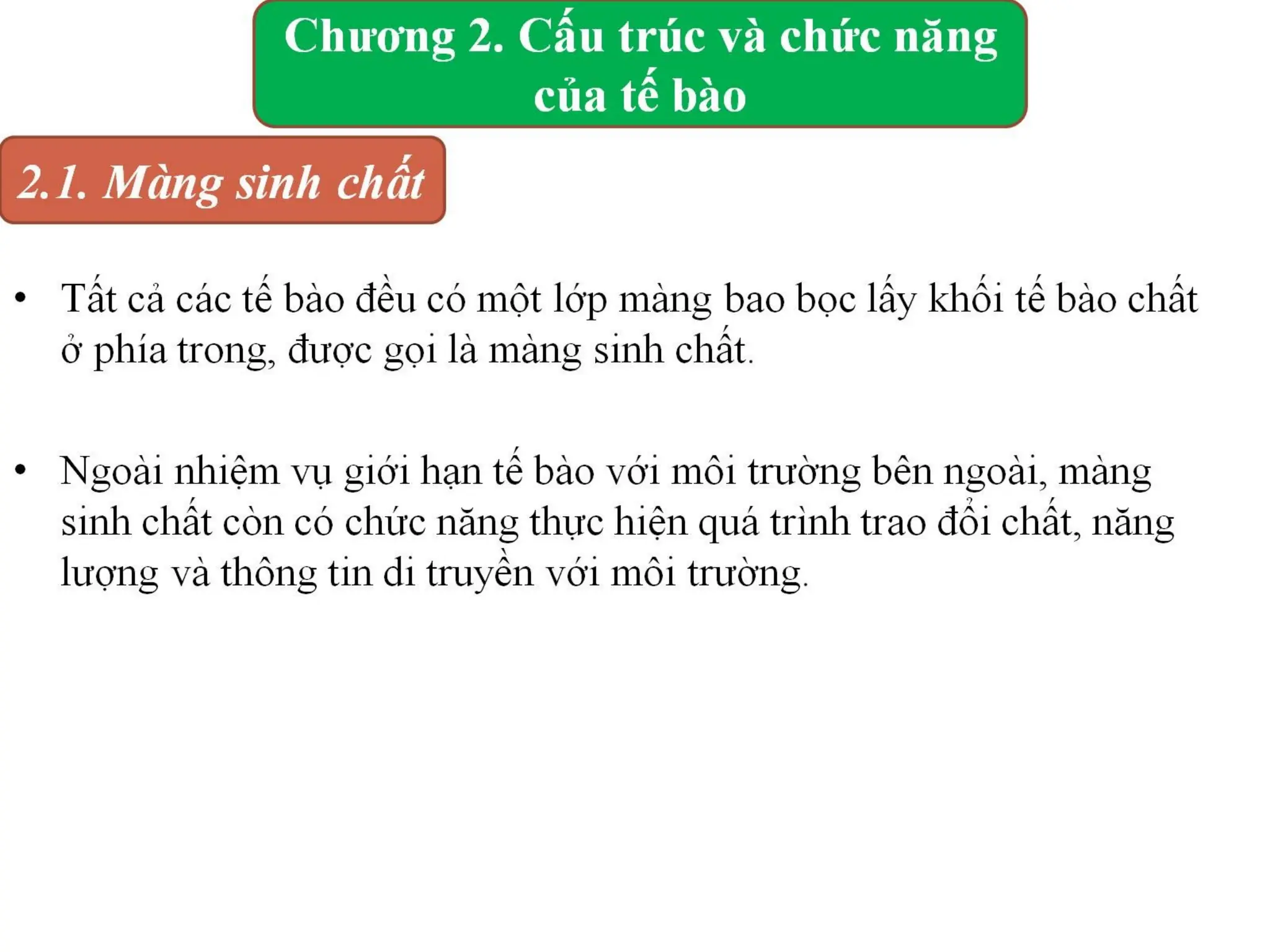 Chương 2. Cấu trúc của tế bào.dddddddddddd | PPTX