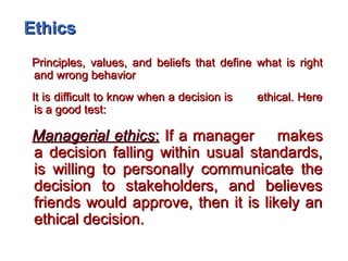 Ch no. 5 Social Responsibility and Managerial Ethics | PPT