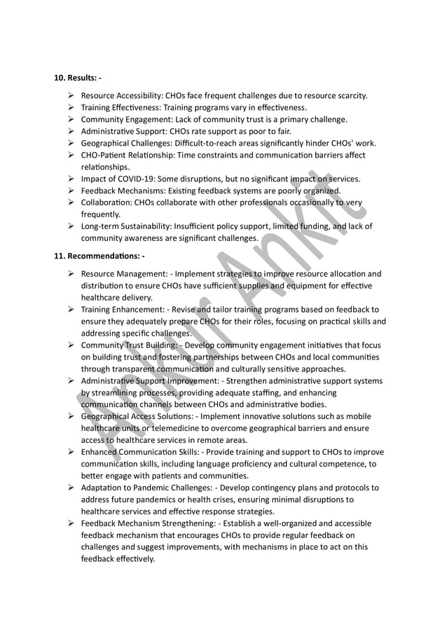 Challenges Faced by Community Health Officers (CHO) in Delivering ...