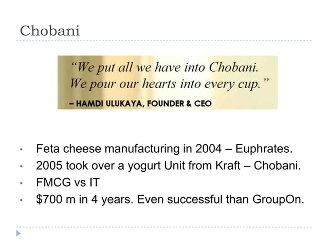 Chobani | PPTX | Food Industry | Industries