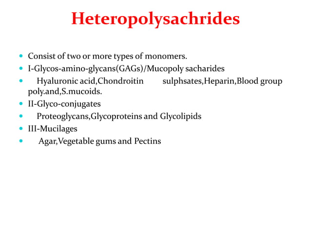 Heteropolysaccharides | PPTX | Chemistry | Science