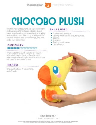 Chocobo plush-sewing-pattern | PDF
