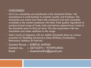 Chocolates | PPT | Desserts and Baking | Food & Drink