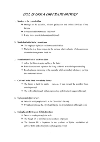 analogy of cell-cell is like chocolate factory | DOCX