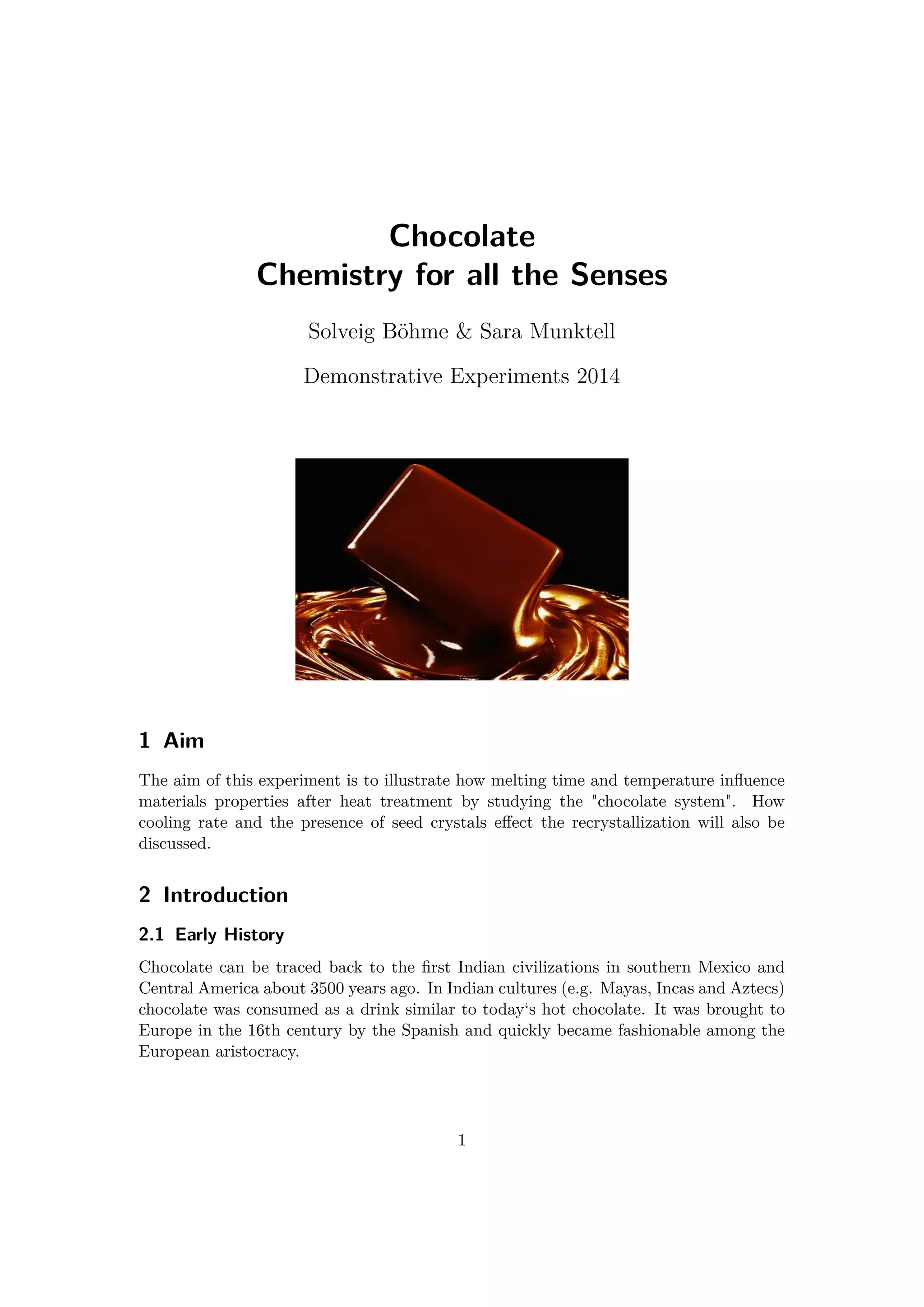 Chocolate experiments for science lessons | PDF