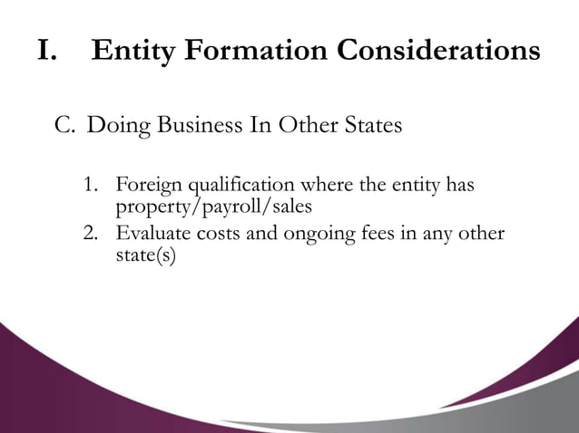 Choice of entity presentation 3.12.15