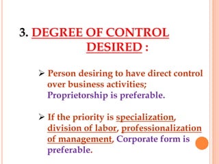 CHOICE OF THE FORM OF ENTERPRISE | PPTX