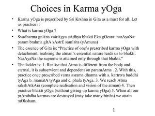 Choices in karma yoga | PPT