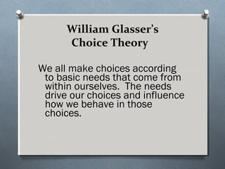 Choice Theory and Reality Therapy | PPT