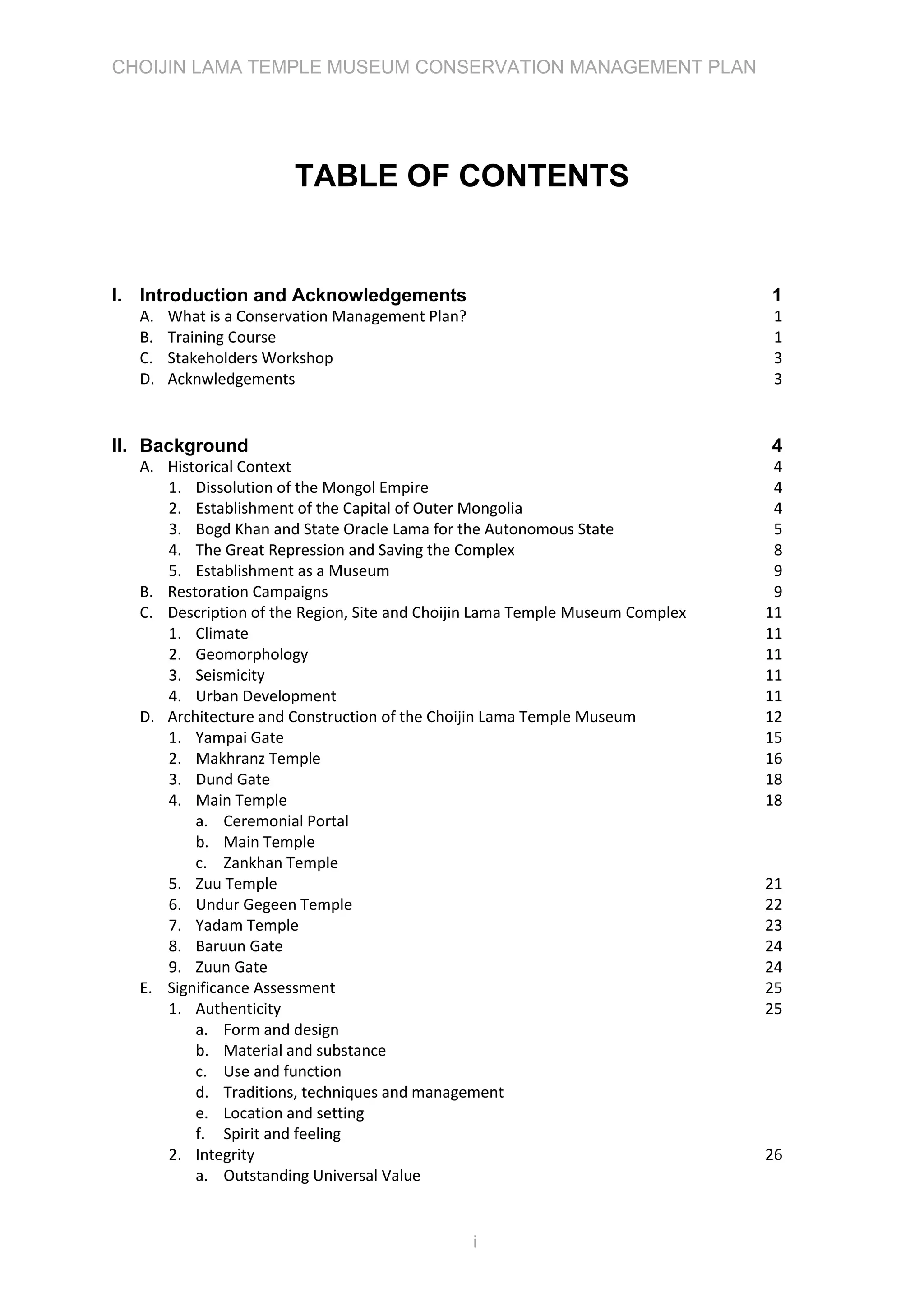 Choijin lama temple museum conservation management plan | PDF