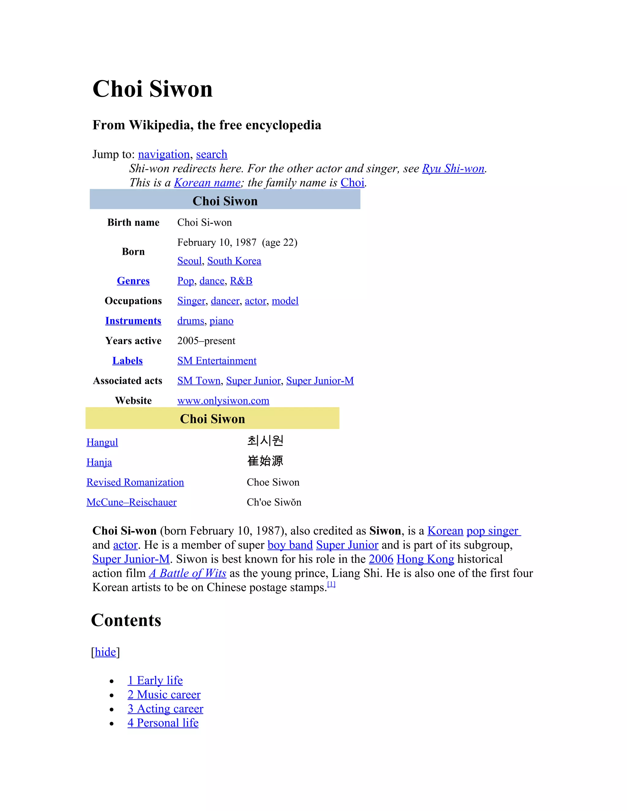 Choi Siwon | DOC