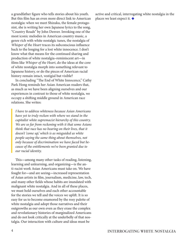 Interrogating White Nostalgia: Reflections on Minor Feelings by Cathy Park Hong | PDF