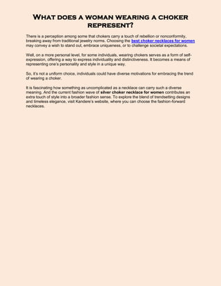 Best choker necklaces for women | PDF