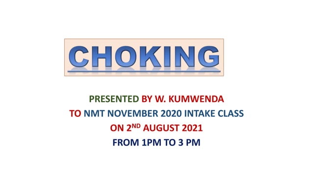 CHOKING.pptx | First Aid | Injuries
