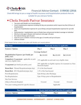 CHOLA SWASTH PARIVAR INSURANCE | Cholamandalam MS HEALTH INSURANCE ...