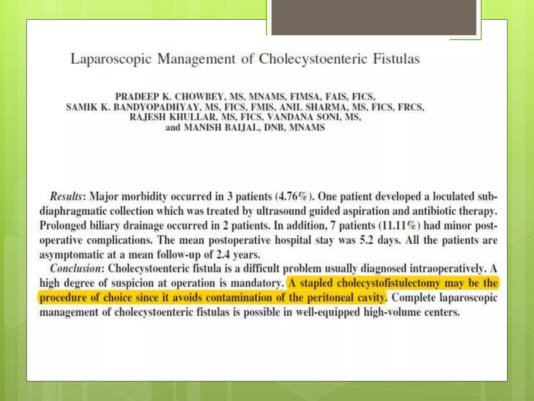 Cholecystogastric fistula | PPT