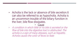 CHOLEMIC SYNFROME, ACHOLIC SYNDROME,PSYCHOLIA | PPTX | Digestive ...