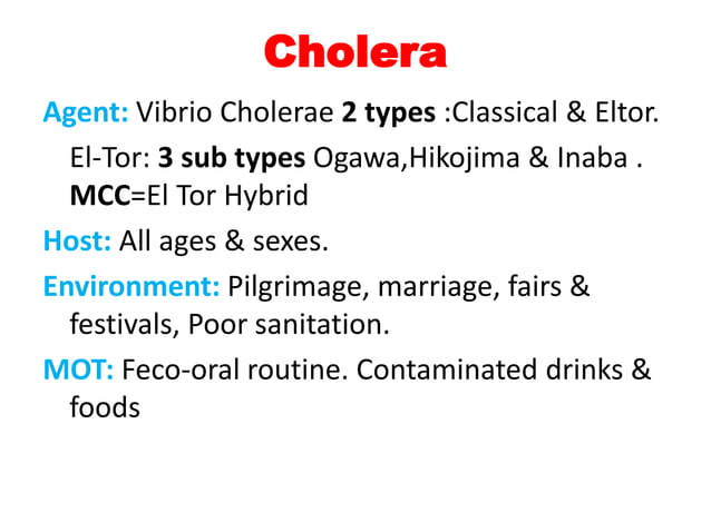Cholera:Brief Epidemiology and Prevention | PPTX | Infectious Diseases ...