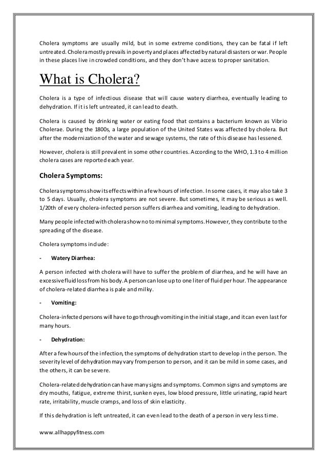 Cholera Symptoms: 5 risk factors you should be anxious about | DOCX