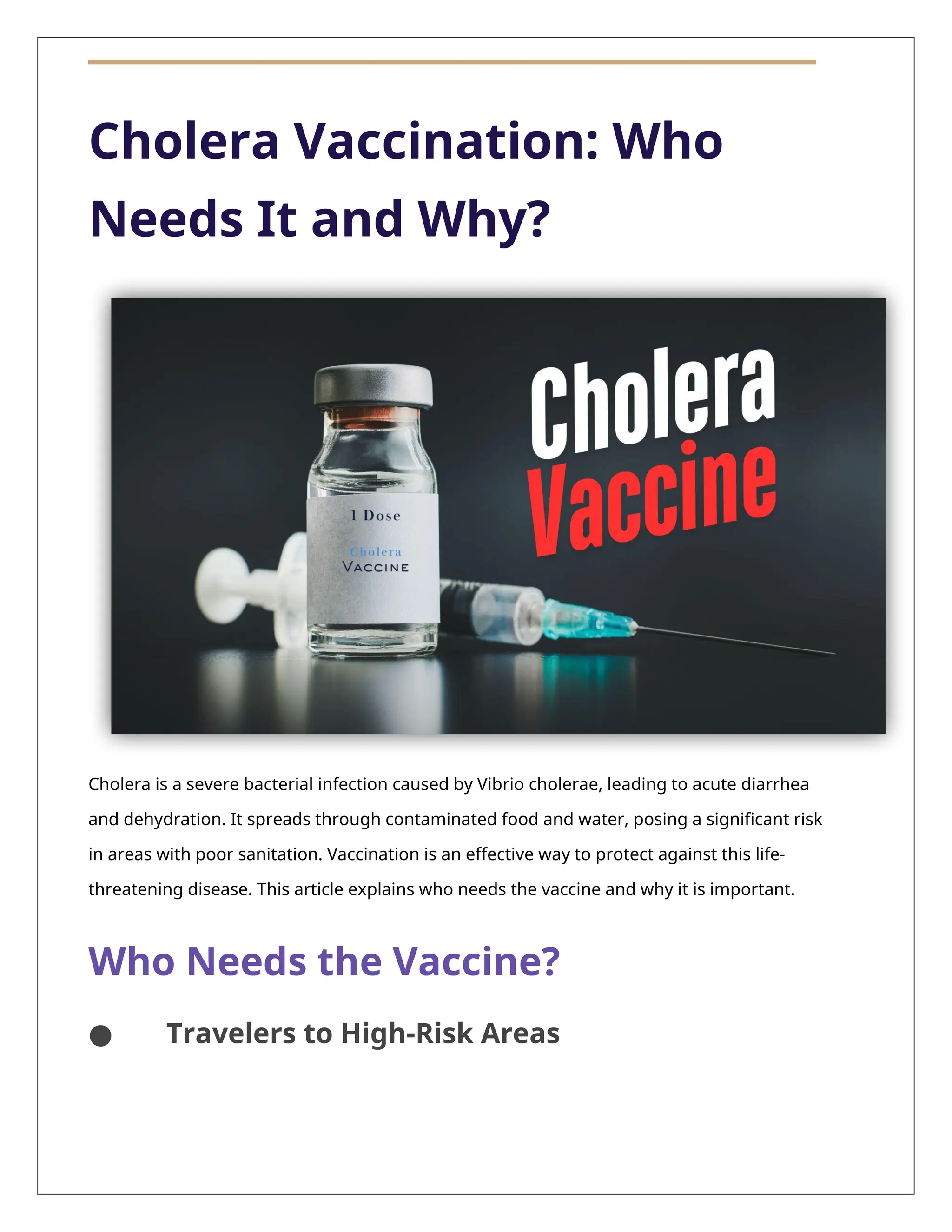 Cholera Vaccination: Who Needs It and Why? | DOCX