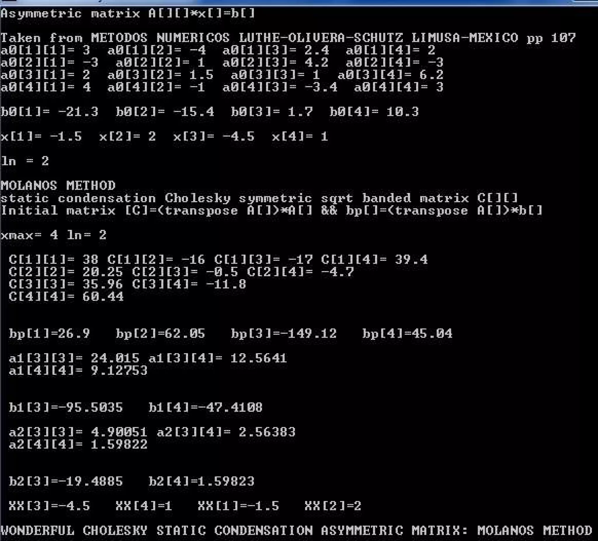 Cholesky asymmetrical matrix molanos method | PPT