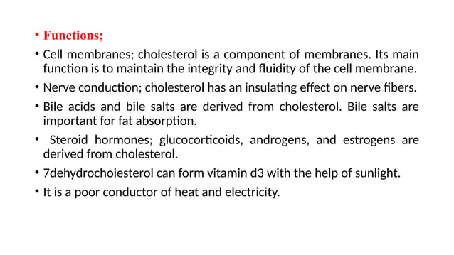 CHOLESTEROL. (Biochemistry).ppt........x | PPTX | Chemistry | Science