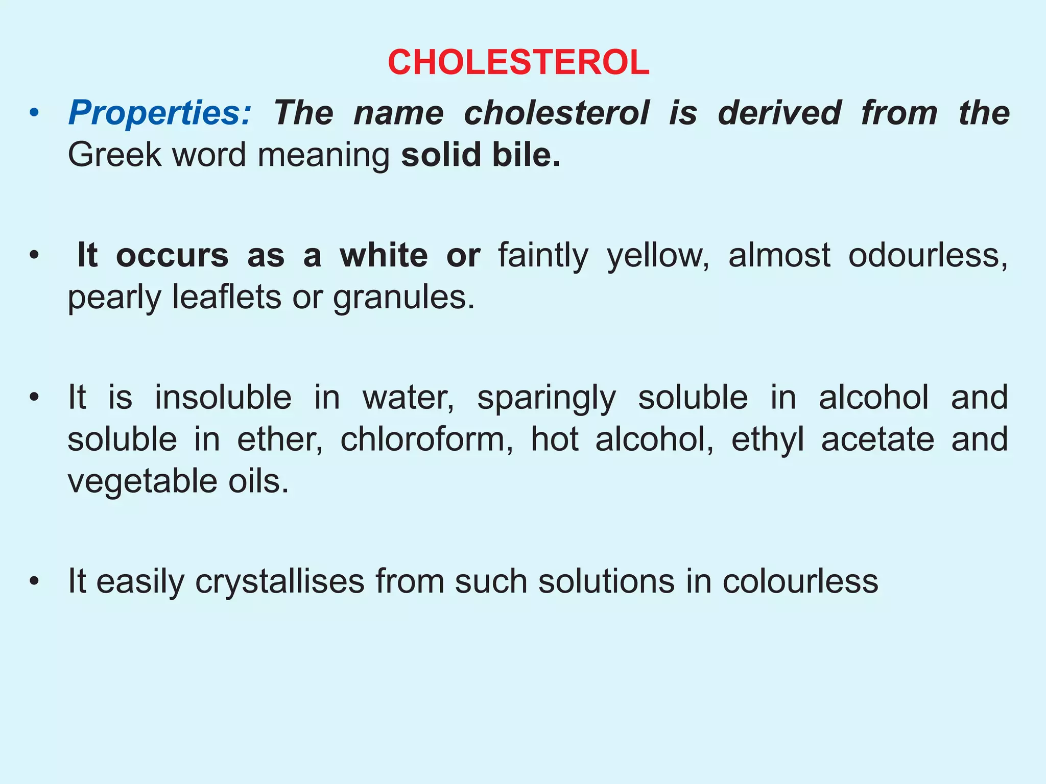Cholesterol strcture and function | PPTX