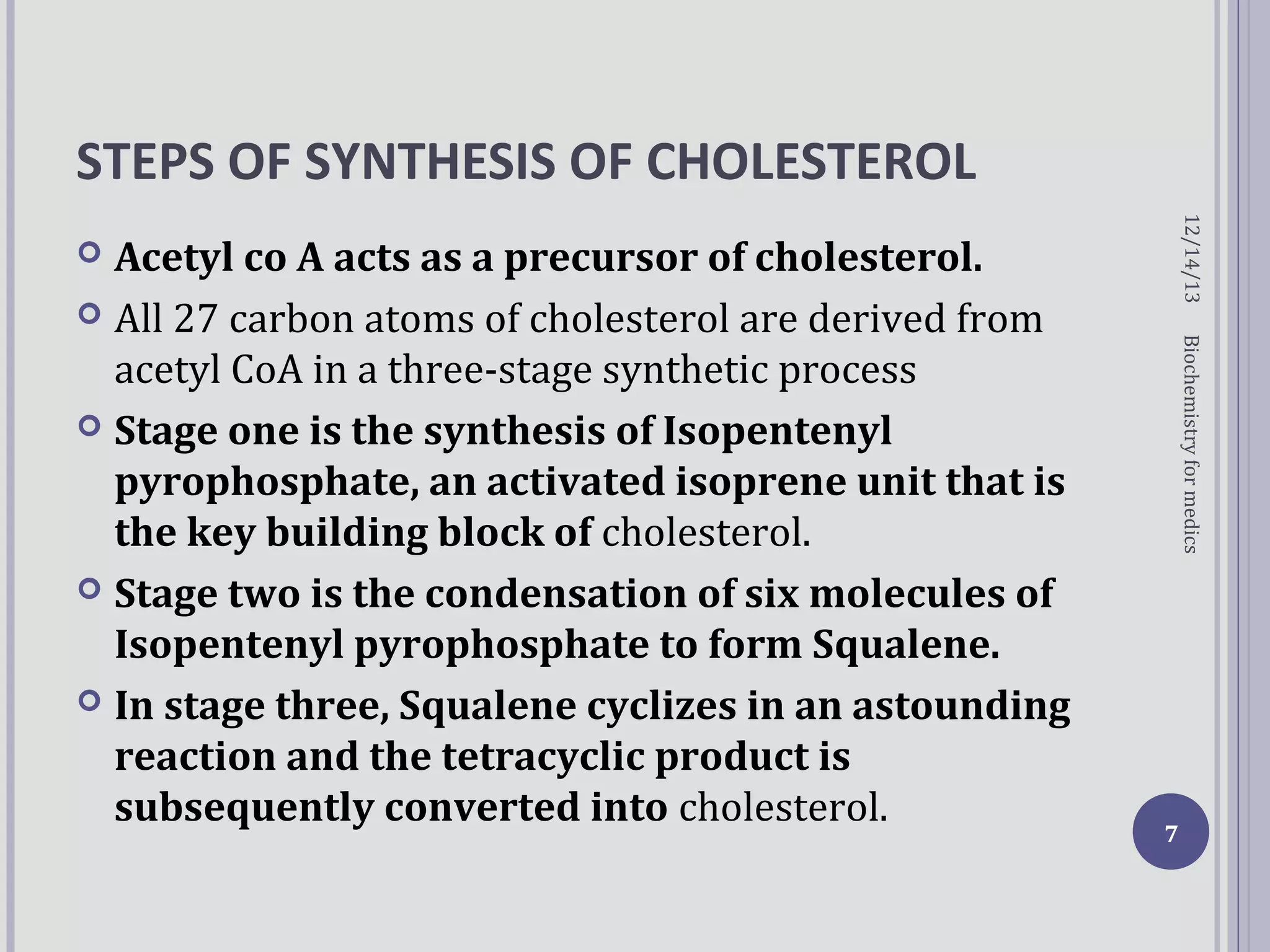 Cholesterol synthesis steps and regulation | PPT