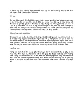 Cholesterol tăng cao gây ra những bệnh nguy hiểm | DOCX