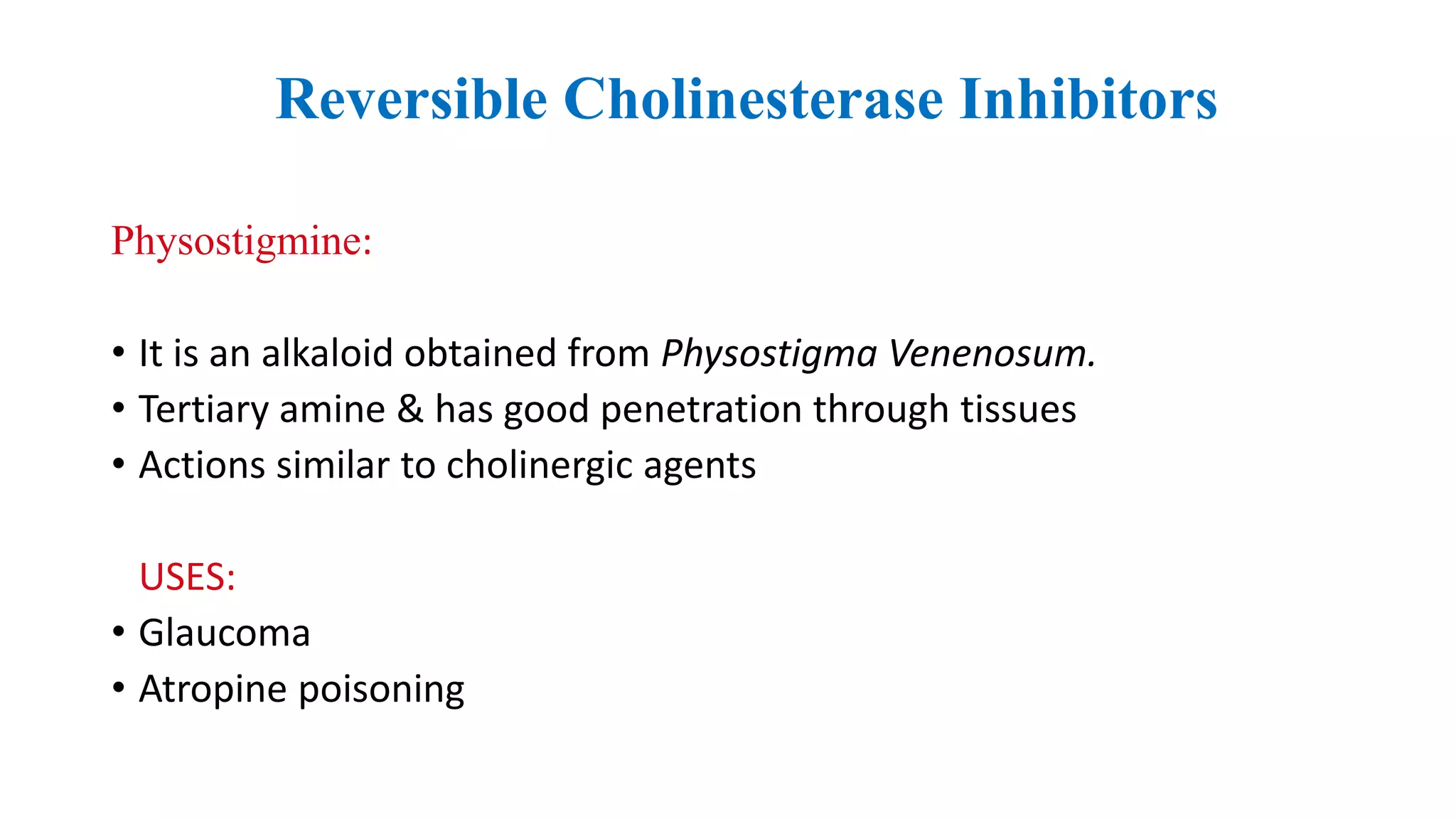 Cholinergic and Anticholinesterase drugs | PPTX