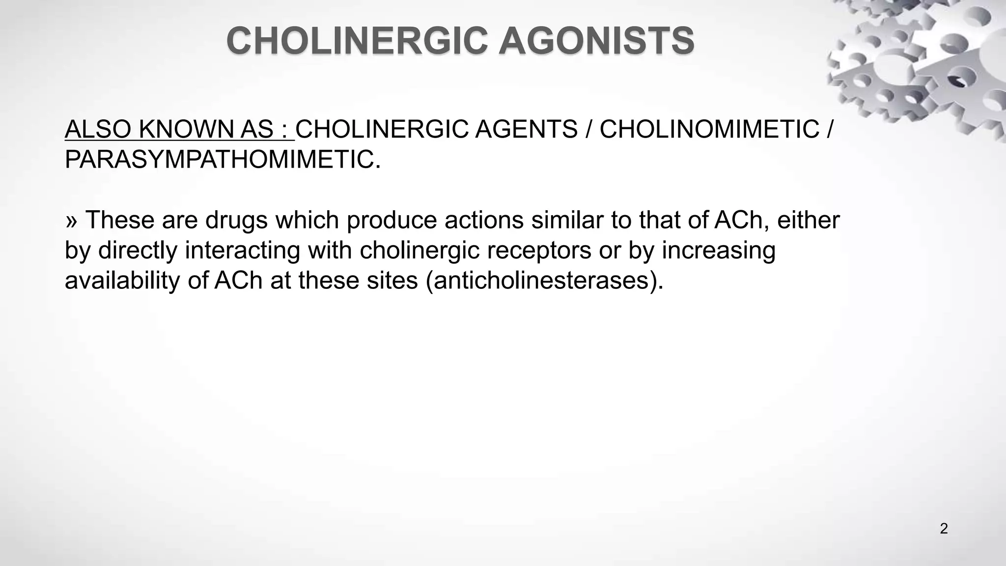 Cholinergic agonists | PPTX
