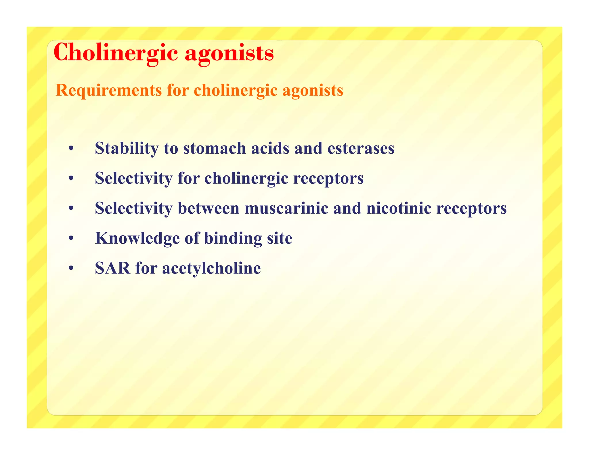 Cholinergic agonists - medicinal chemistry updated | PDF