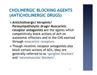 Cholinergic blockers and evapouraton facts | PDF
