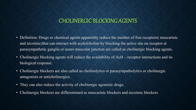 CHOLINERGIC BLOCKERS(CHOLINOLYTICS) | PPTX
