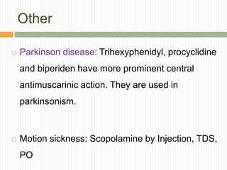 Pharmacology of cholinergic blocking drugs | PPTX