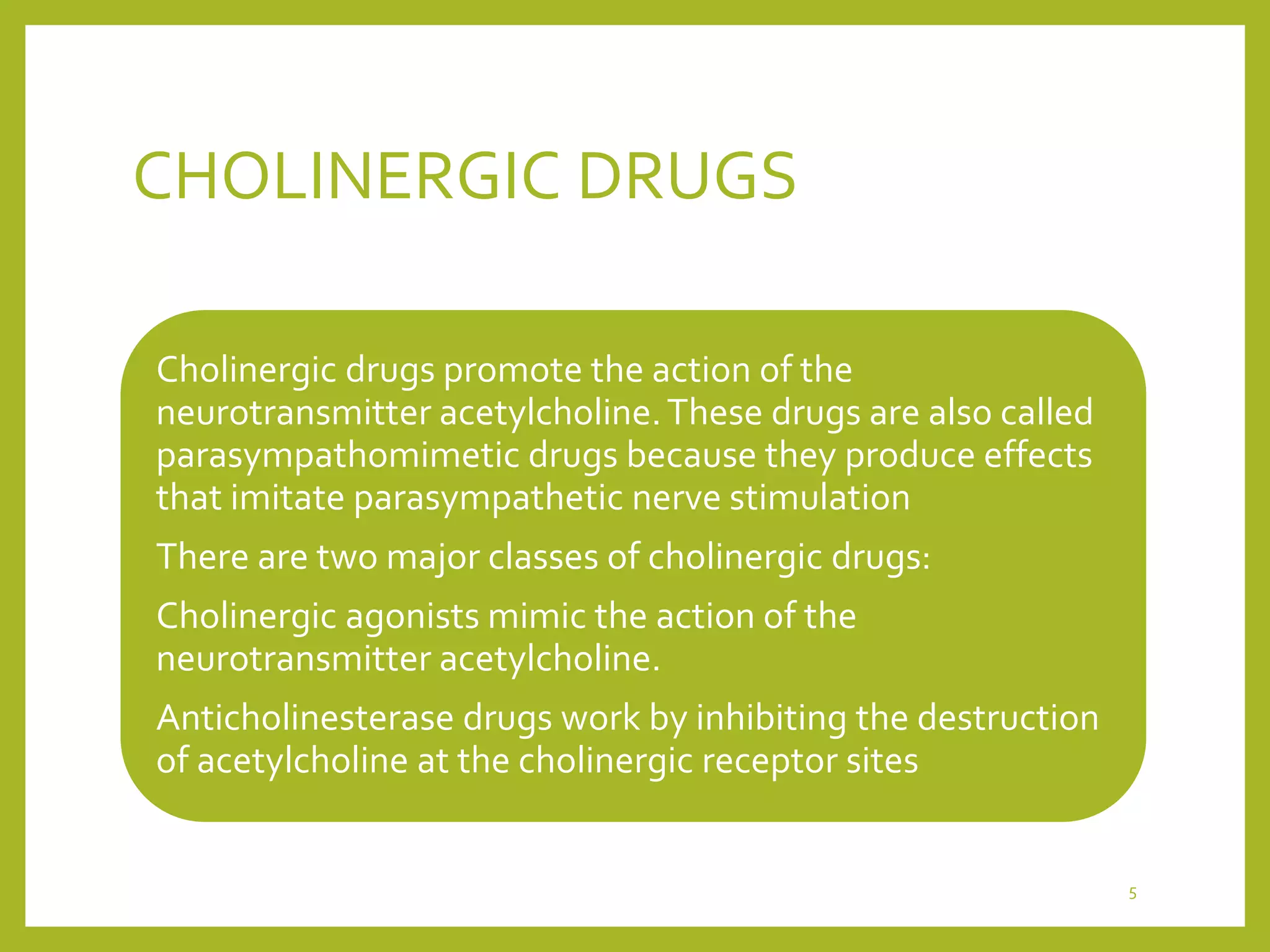 Cholinergic drugs | PDF
