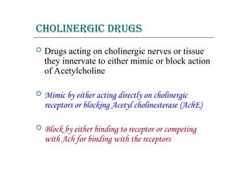 CHOLINERGIC_DRUGS ans system pharmacology | PPT