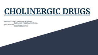 CHOLINERGIC DRUGS: CLASSIFICATION, MOA, AND SAR. | PDF