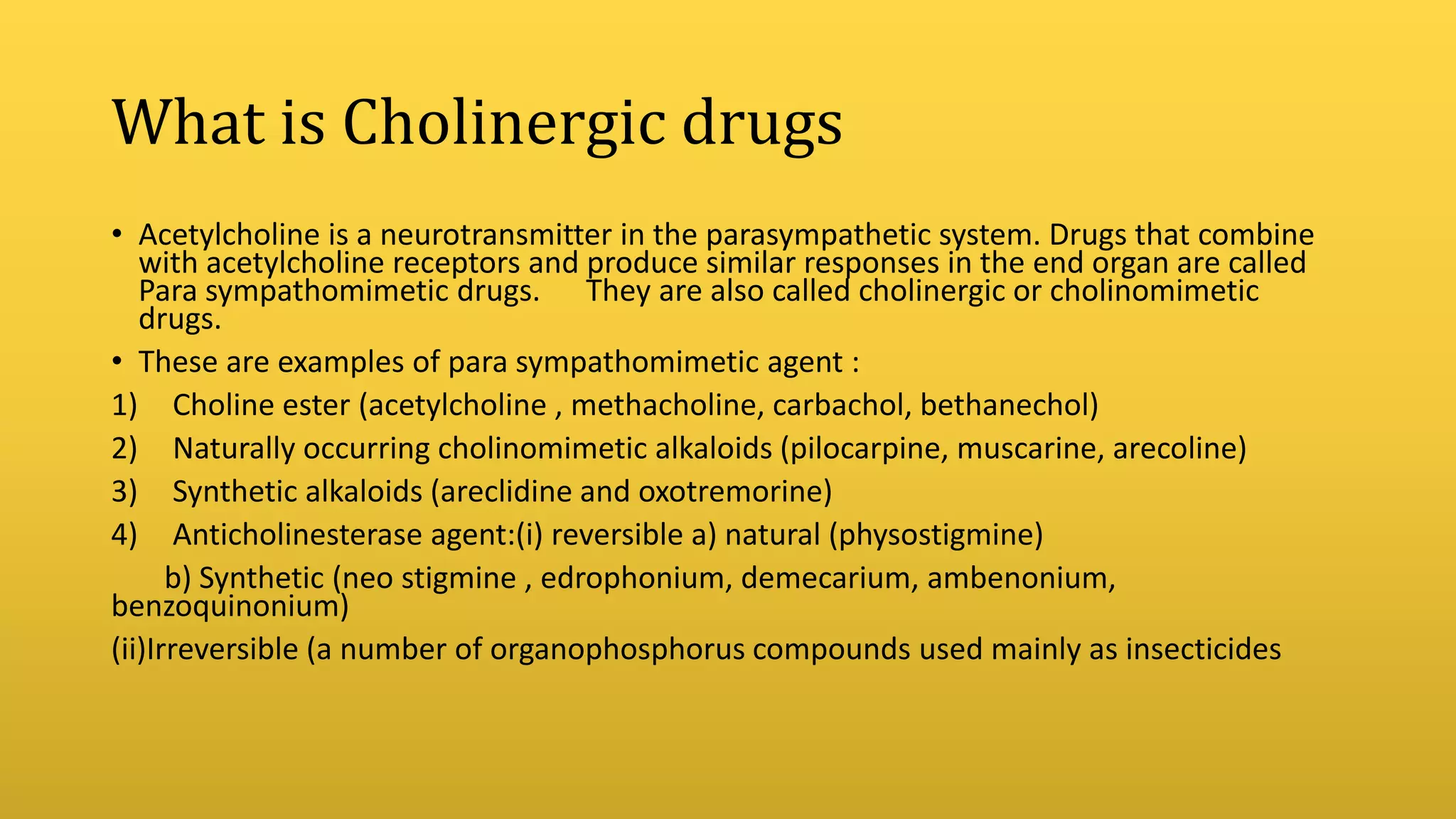 Cholinergic pharmacology, | PPTX