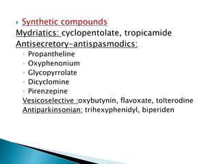 Cholinergic receptors and its modulators(agonists, antagonists etc) | PPTX