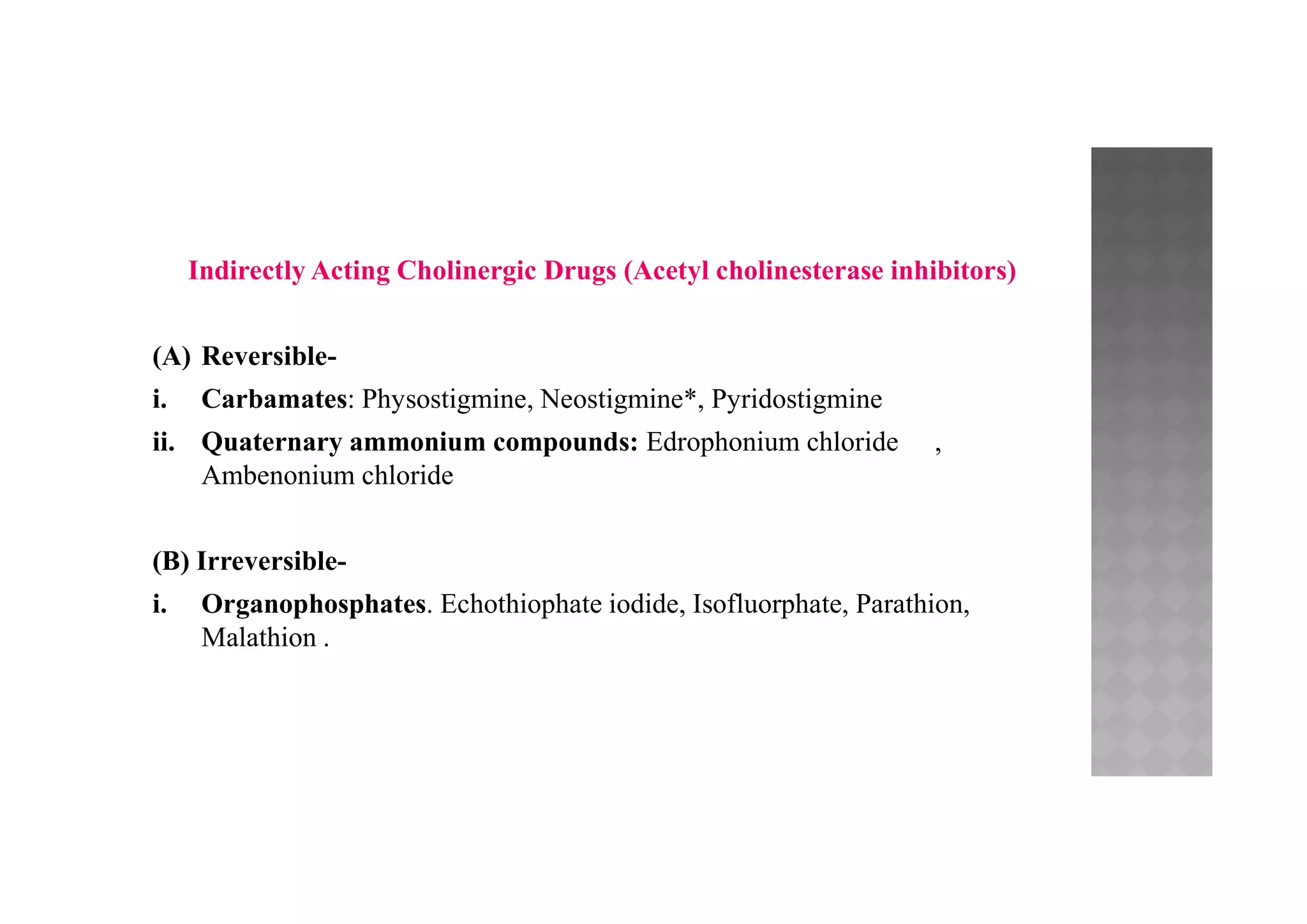 Cholinergics and anti cholinergic drugs | PDF