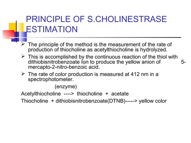 S. Cholinesterase estimation | PPT