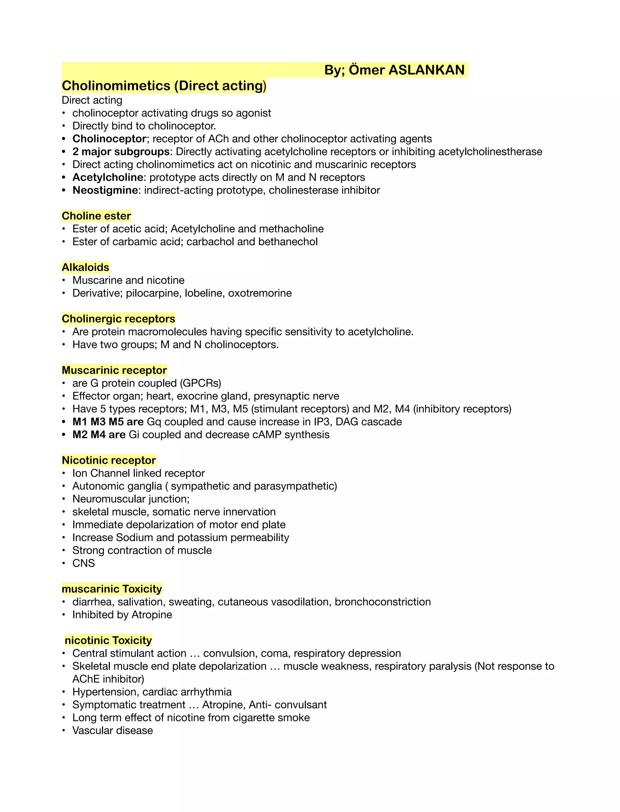 Cholinomimetics | PDF