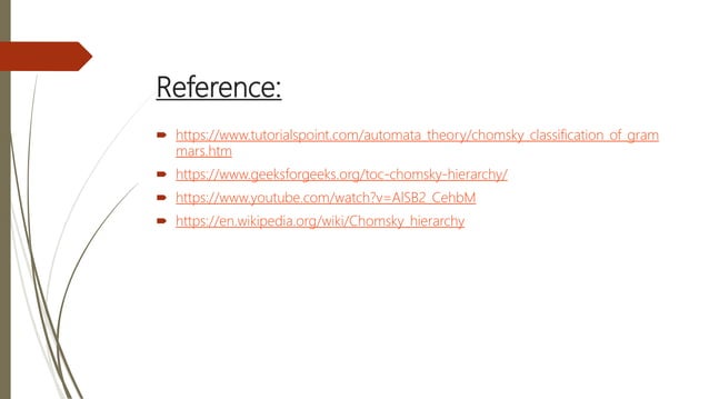 Chomsky classification of Language | PPTX | Programming Languages | Computing