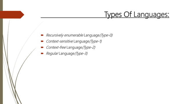 Chomsky classification of Language