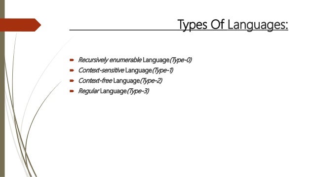 Chomsky classification of Language